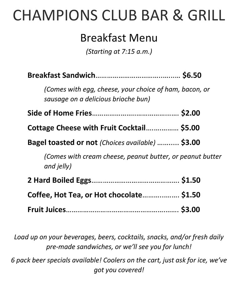 Champions Club Grill - The Champions Club at Summerfield